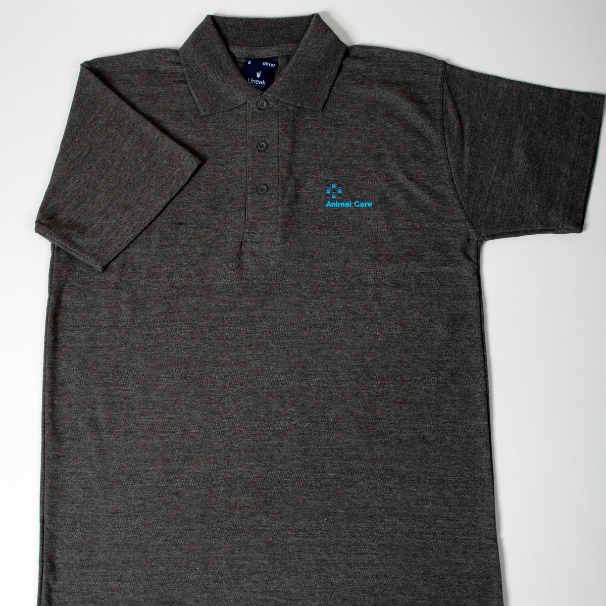 Grey Polo Shirt with Animal Care Logo – Cool Cats Clothing